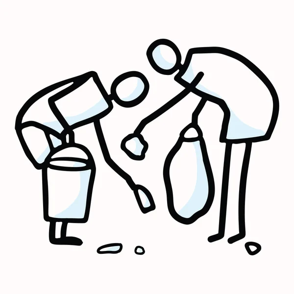 Stick Figure Person Picking Trash Concept Clean Earth Day Simple ...