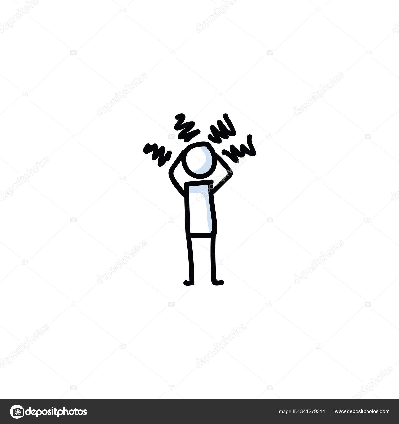 Angry stick figure vector illustration. Hand drawn upset outburst ...