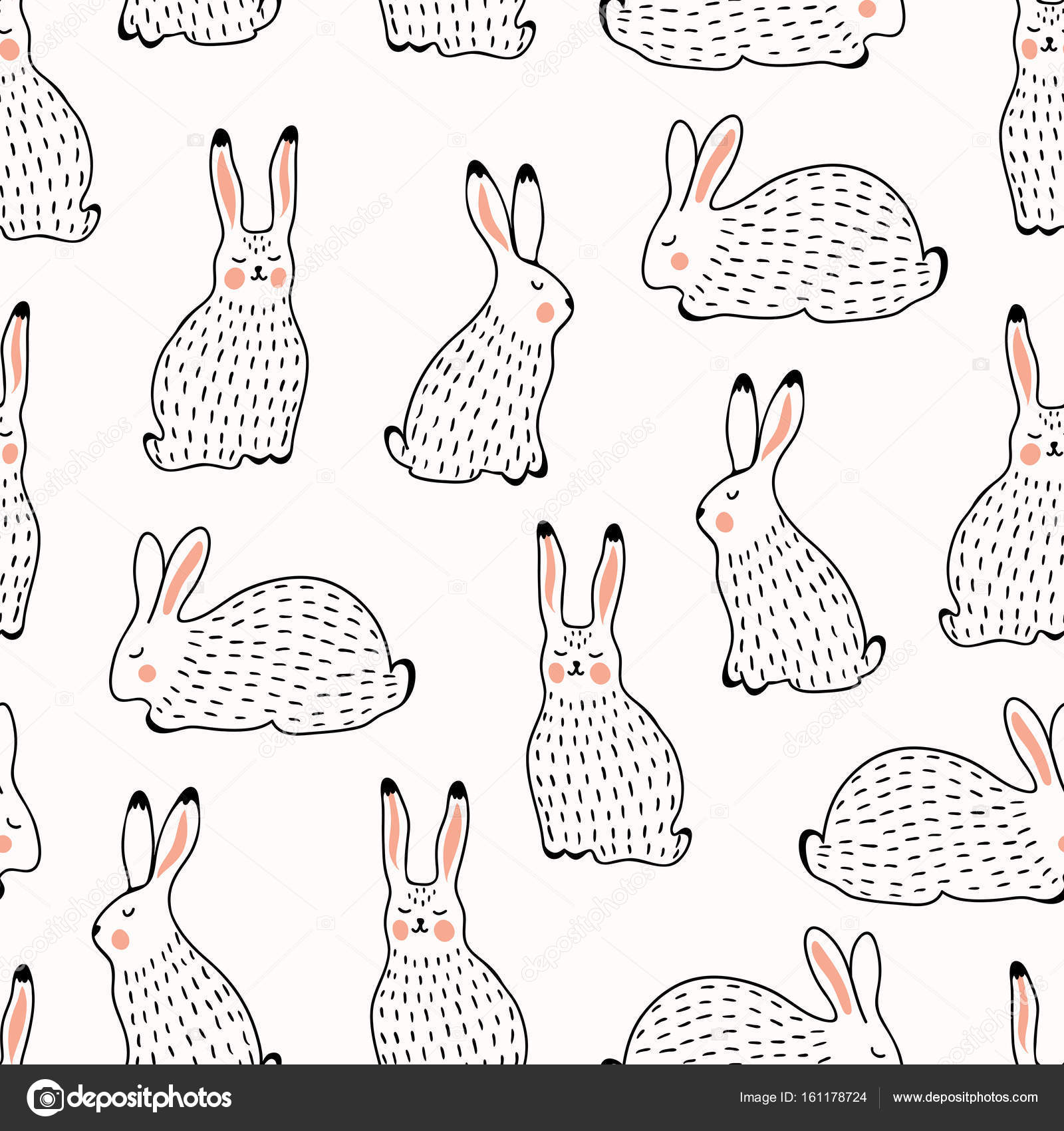 Seamless pattern with rabbits — Stock Vector © tets #161178724