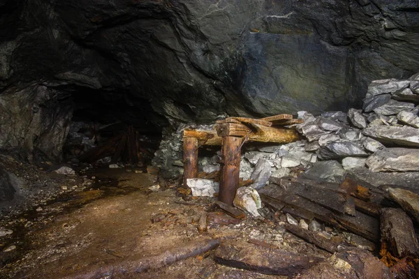 Underground Gold Mica Mine Shaft Tunnel Drift Timbering — Stock Photo ...