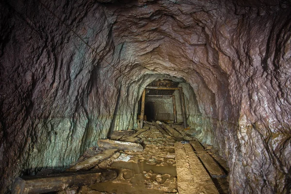 Old Copper Malachite Mine Underground Tunnel Collapsed Wooden Timbering ...