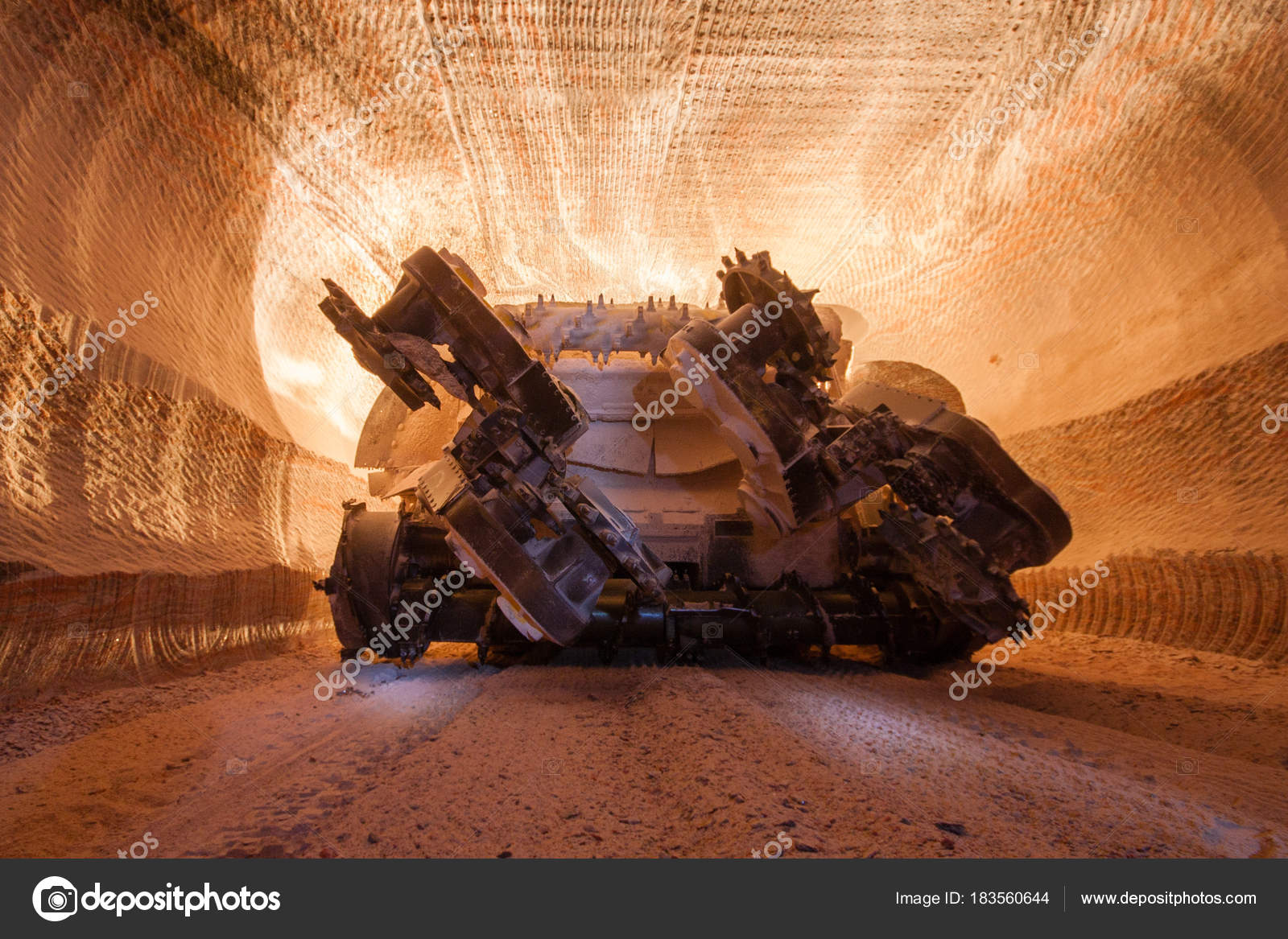 Underground Salt Potash Mine Tunnel Harvester Machine Stock Photo by ...