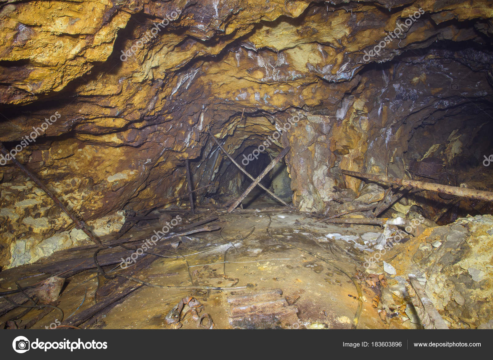 Old Gold Mine Underground Tunnel Fenced Mine Working — Stock Photo ...