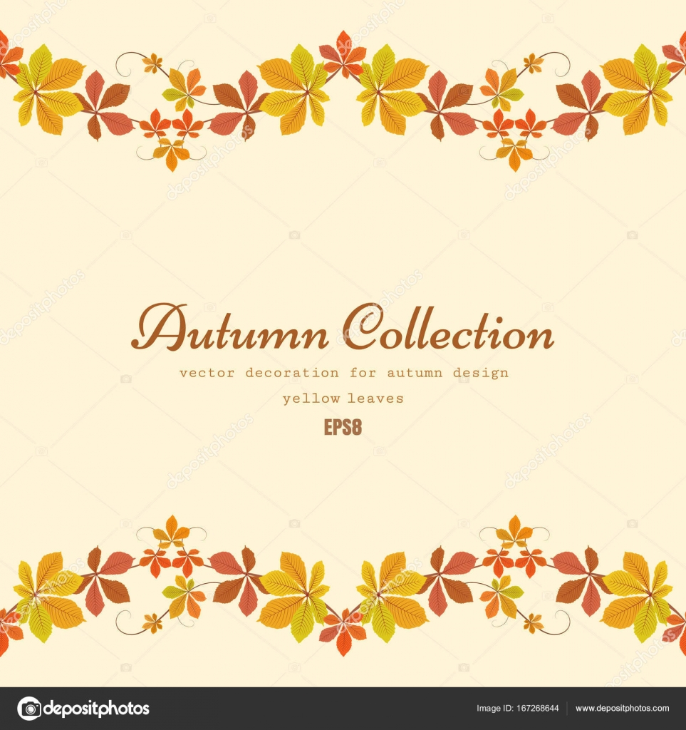 Fall background with borders of yellow leaves Stock Vector by ...