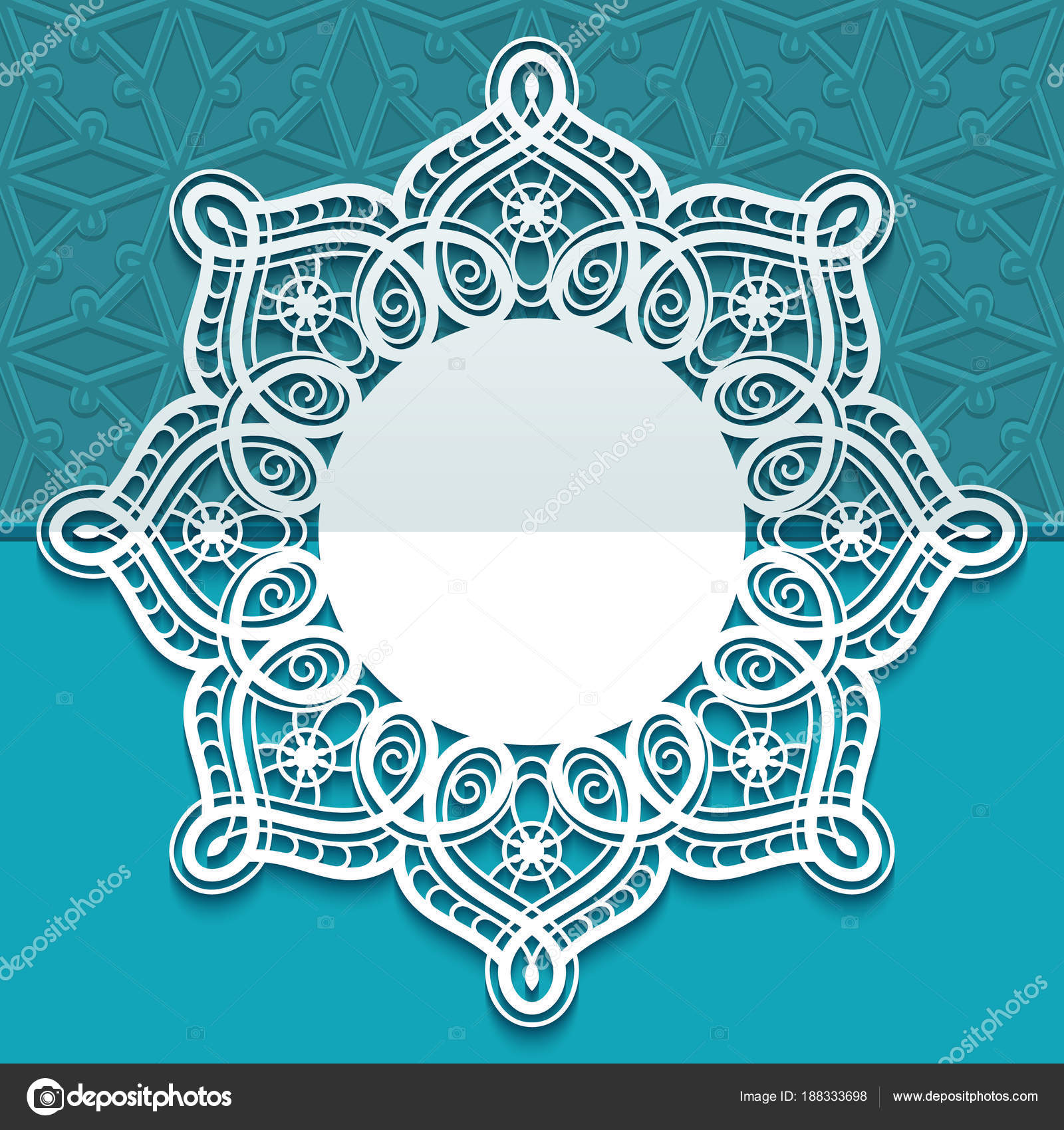 Round wedding card with cutout lace border Stock Vector Image by ...