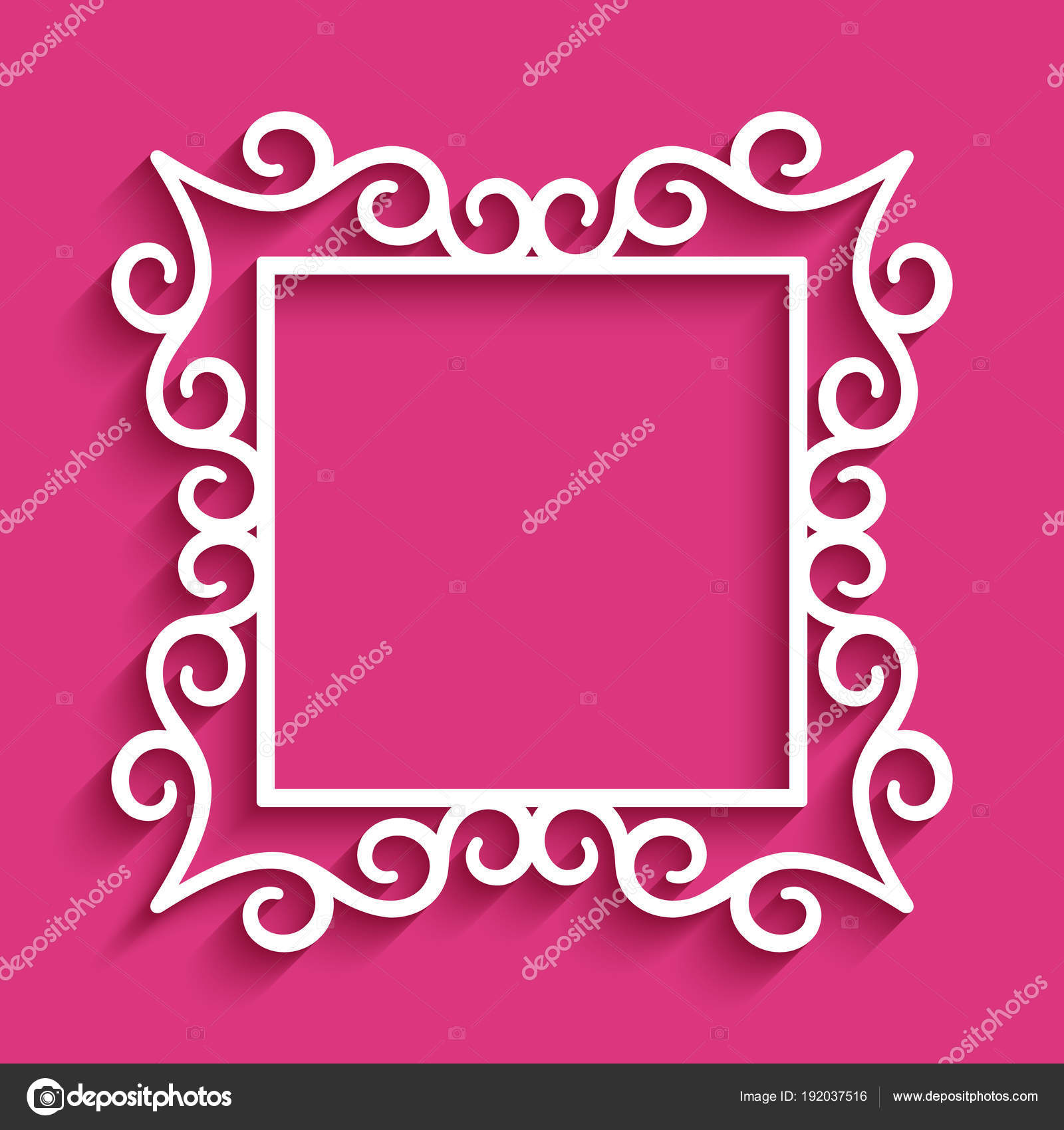 Marco cuadrado con remolinos de papel recortado Vector de stock ...