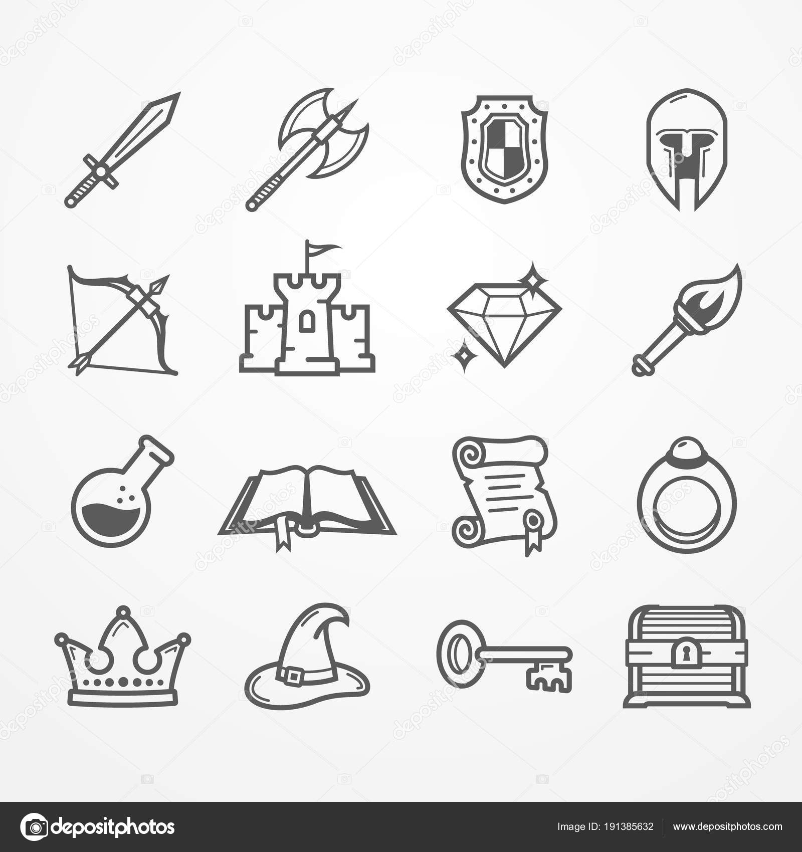 RPG PC game vector line icons Stock Vector Image by ©zag_awd #191385632