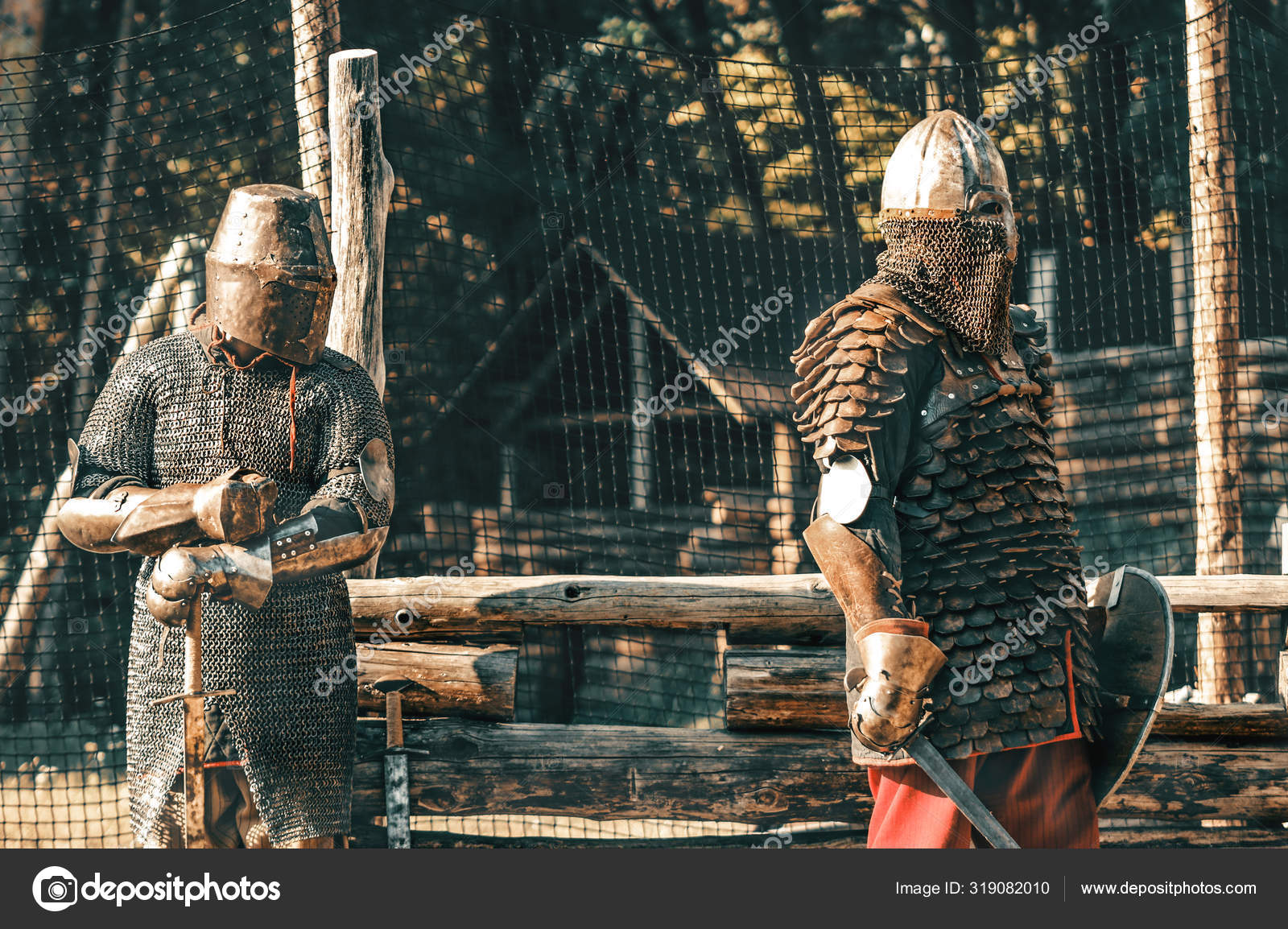 Medieval Knights Armor Swords Waiting Battle — Stock Editorial Photo ...