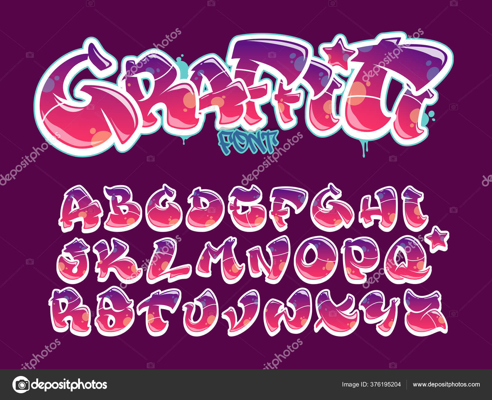 Vector Font Old School Graffiti Style Capital Letters Alphabet Fully ...