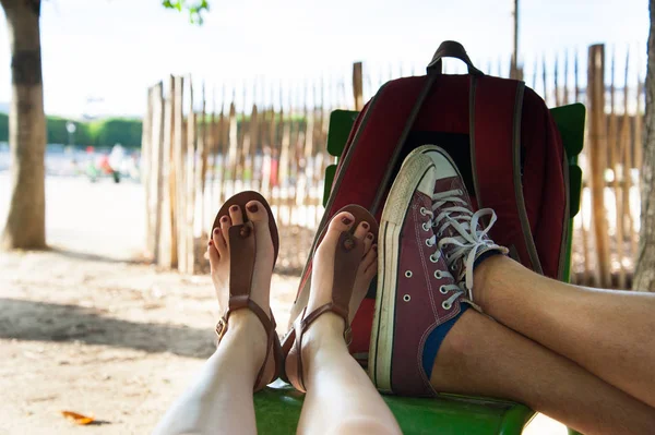 Rest for feet after walk - Stock Image - Everypixel