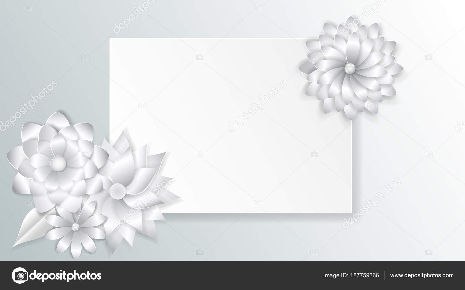 Greeting card template with paper flowers ⬇ Vector Image by ...
