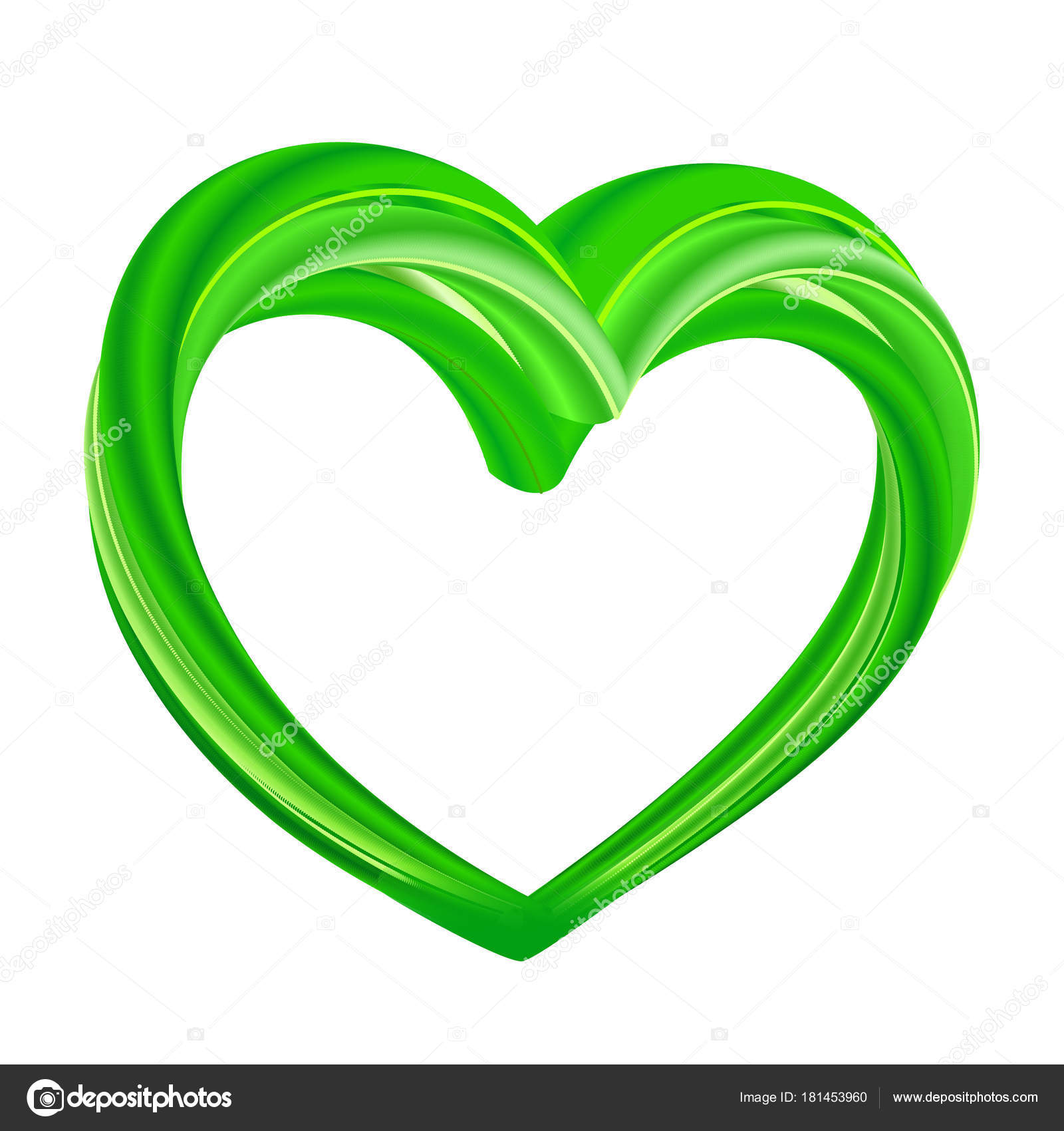 Corazón verde realista - eco, bio, Vegano, natural — Vector de stock ...