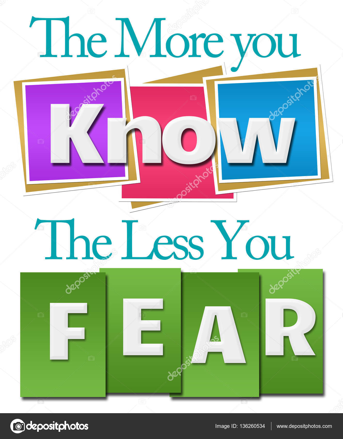 More You Know Less You Fear Colorful Squares Stripes — Stock Photo ...
