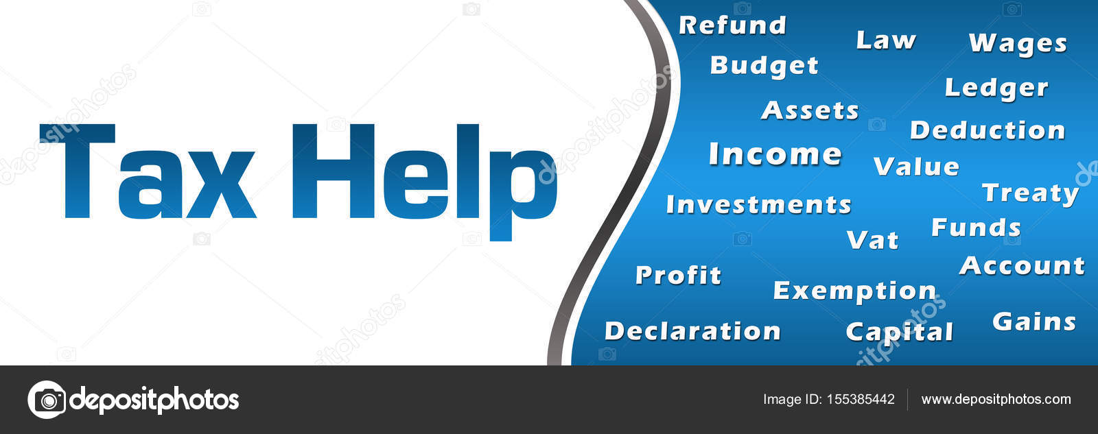 Tax Help Word Cloud Blue Horizontal — Stock Photo © ileezhun #155385442