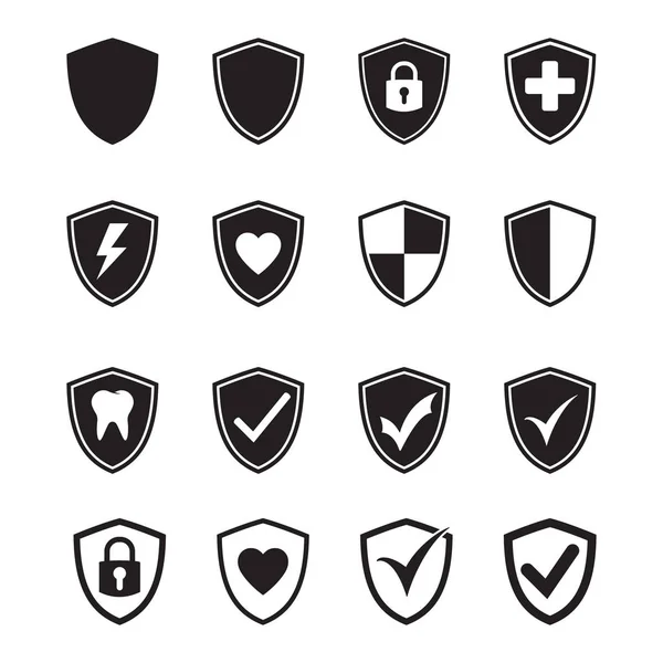 Vector Shield Protection Icon Set Black White Stock Vector Image By