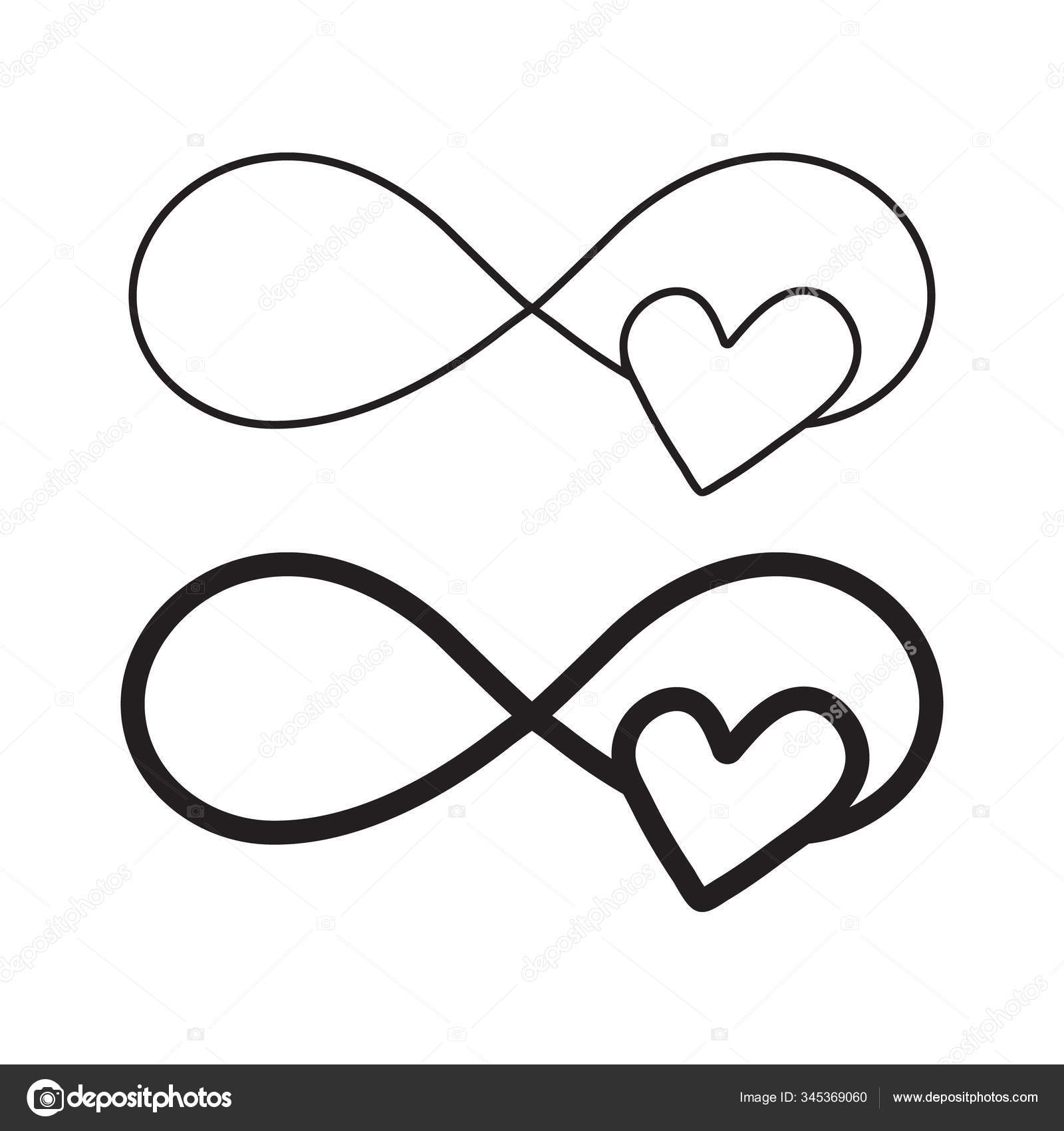 Hand Drawn Infinity Symbol Heart Love Sign Doodle Icon Love Stock ...