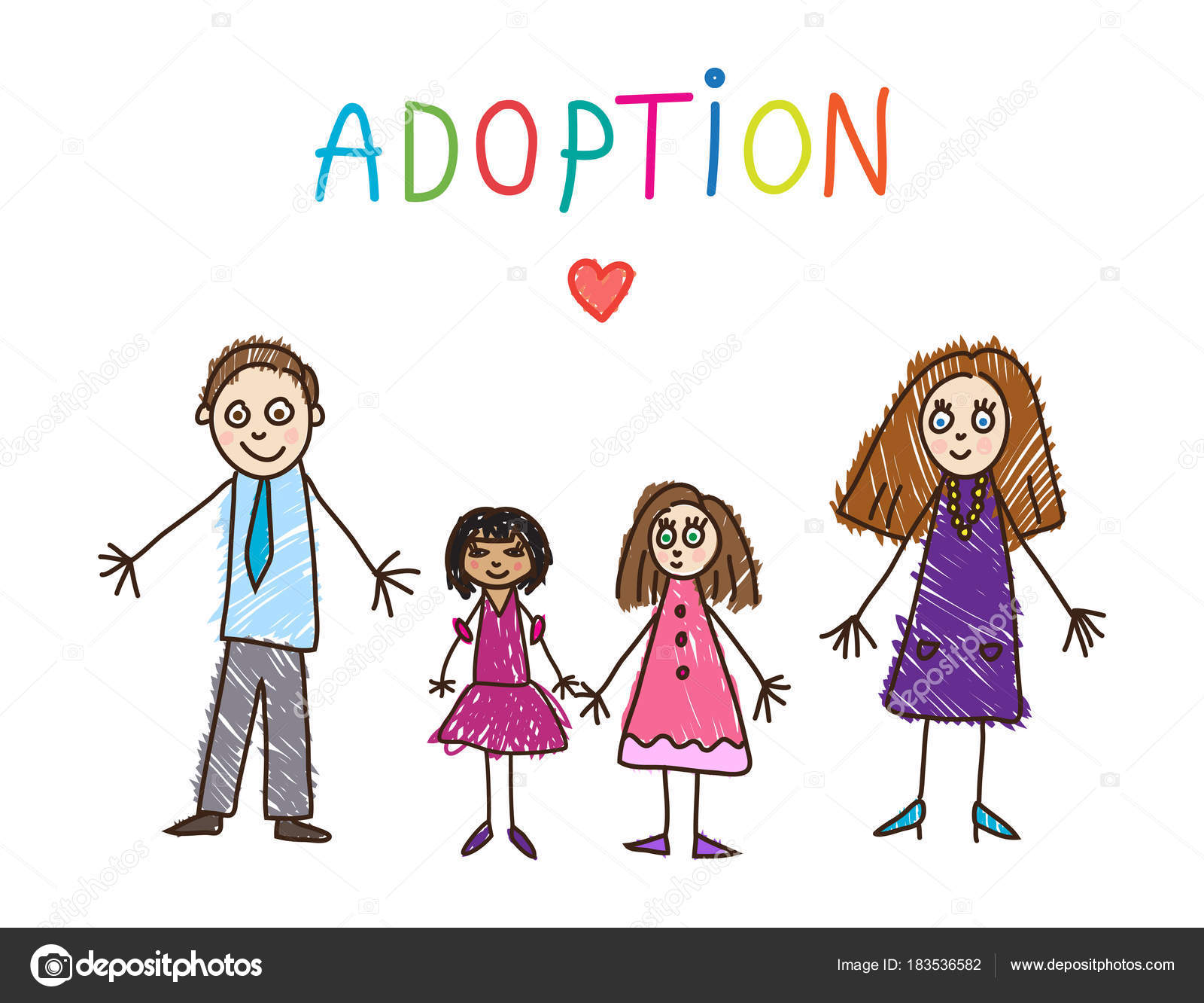 Kids Drawing. Adoptive family Stock Vector Image by ©primovich #183536582