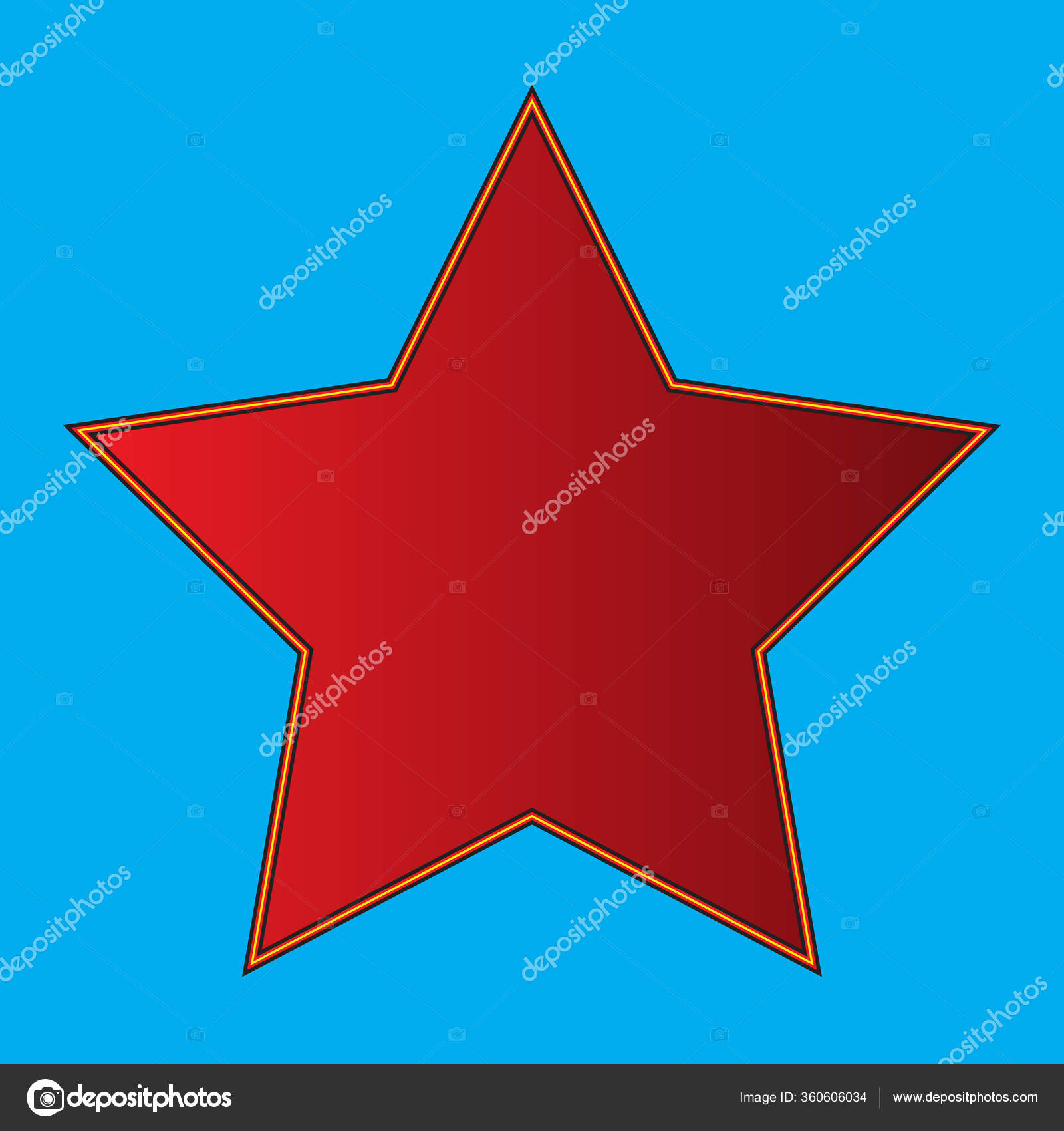 Simple Red Star Shape Logo Vector Black Yellow Line Border Stock Vector ...
