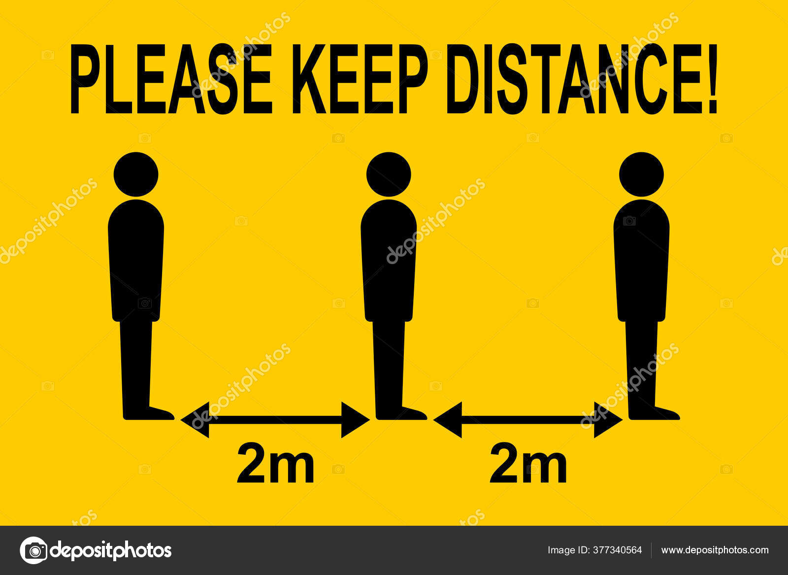 Social Distancing Sign Three Simple People Arrow Lines Keep Meter Stock ...
