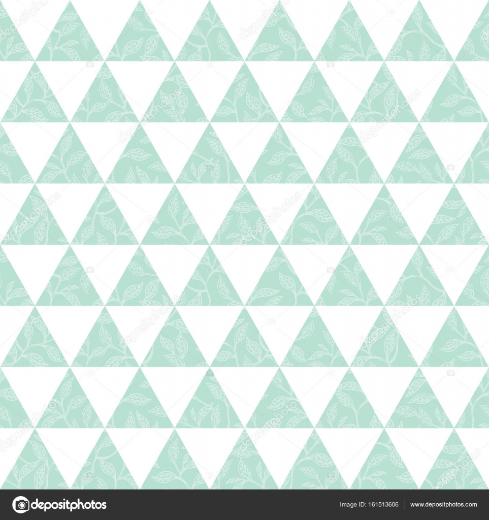 Vector mint green triangles and leaves texture seamless repeat pattern ...