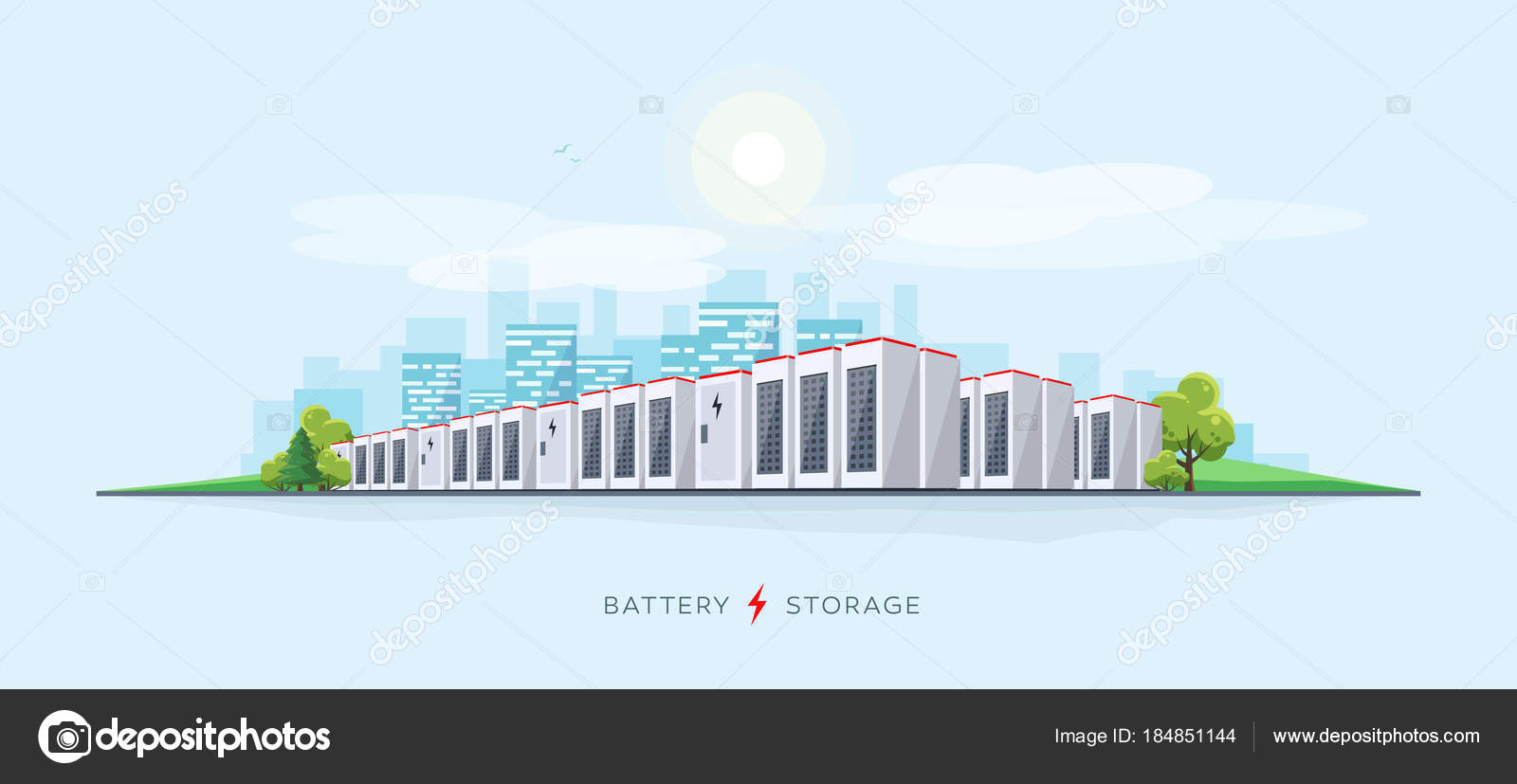 Large Battery Storage System Stock Vector by ©petovarga 184851144