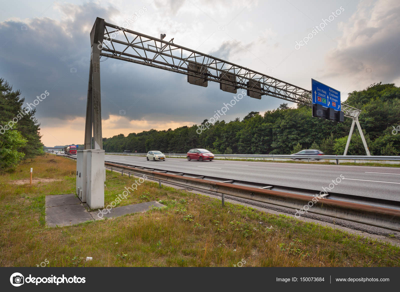 Motorway Traffic Sign Gantry Stock Photo by ©CreativeNature 150073684