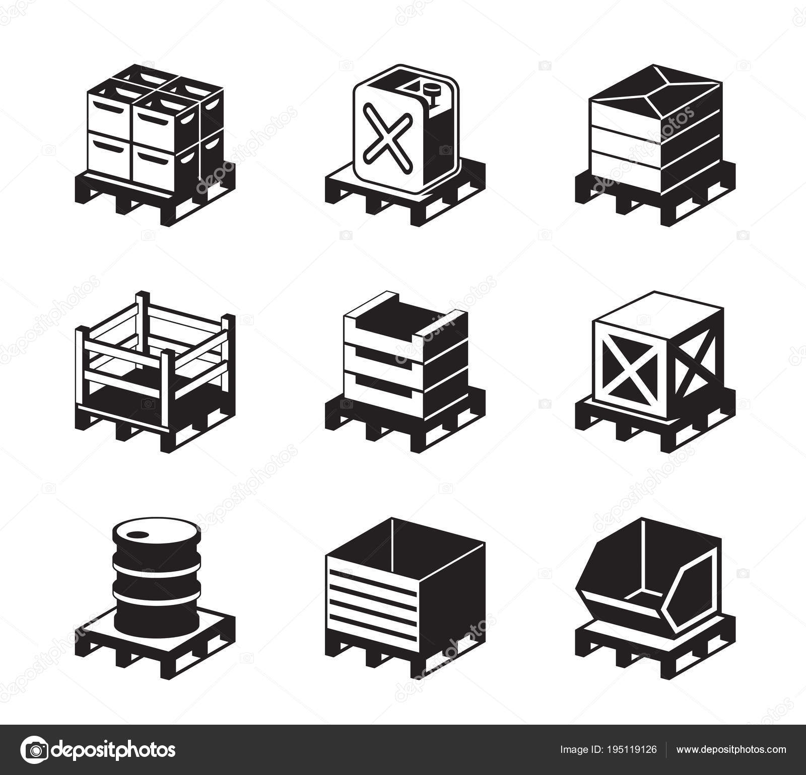 Pallets Containers Different Goods Vector Illustration Stock Vector ...