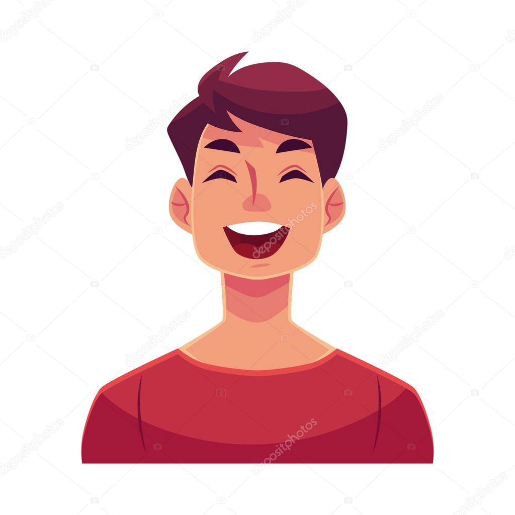 Joven cara de hombre, riendo expresión facial Vector de stock ...
