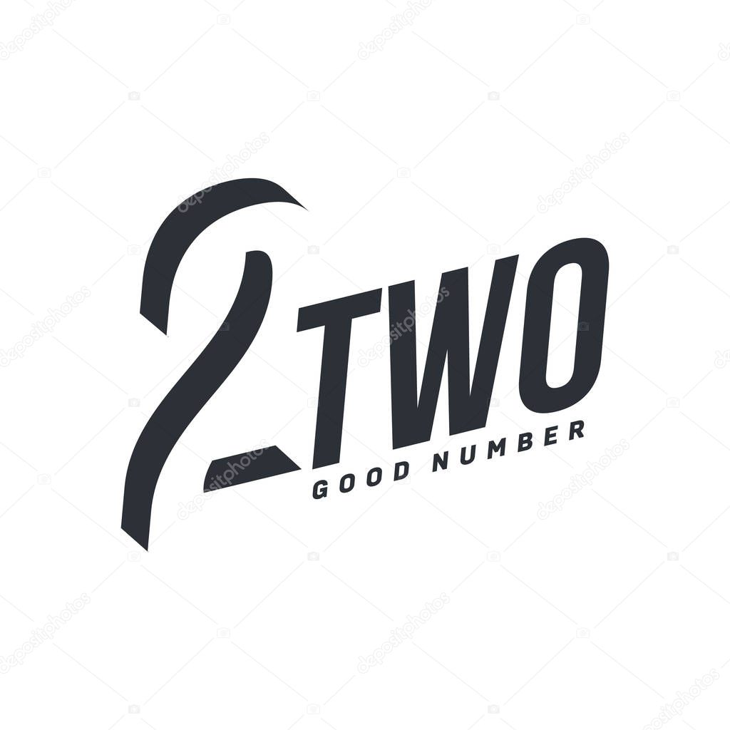 Black and white number two diagonal logo template Stock Vector by ...