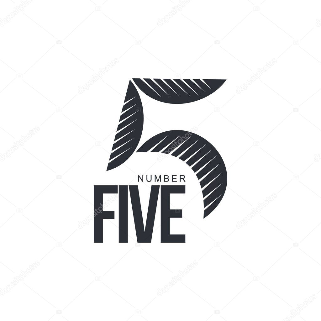 Plantilla de logotipo número cinco de estilo de boceto blanco y negro ...