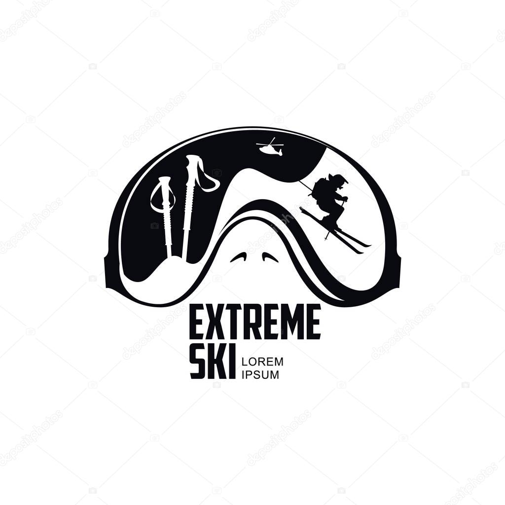 Ski goggles template | Black and white graphic mountain skiing goggles ...