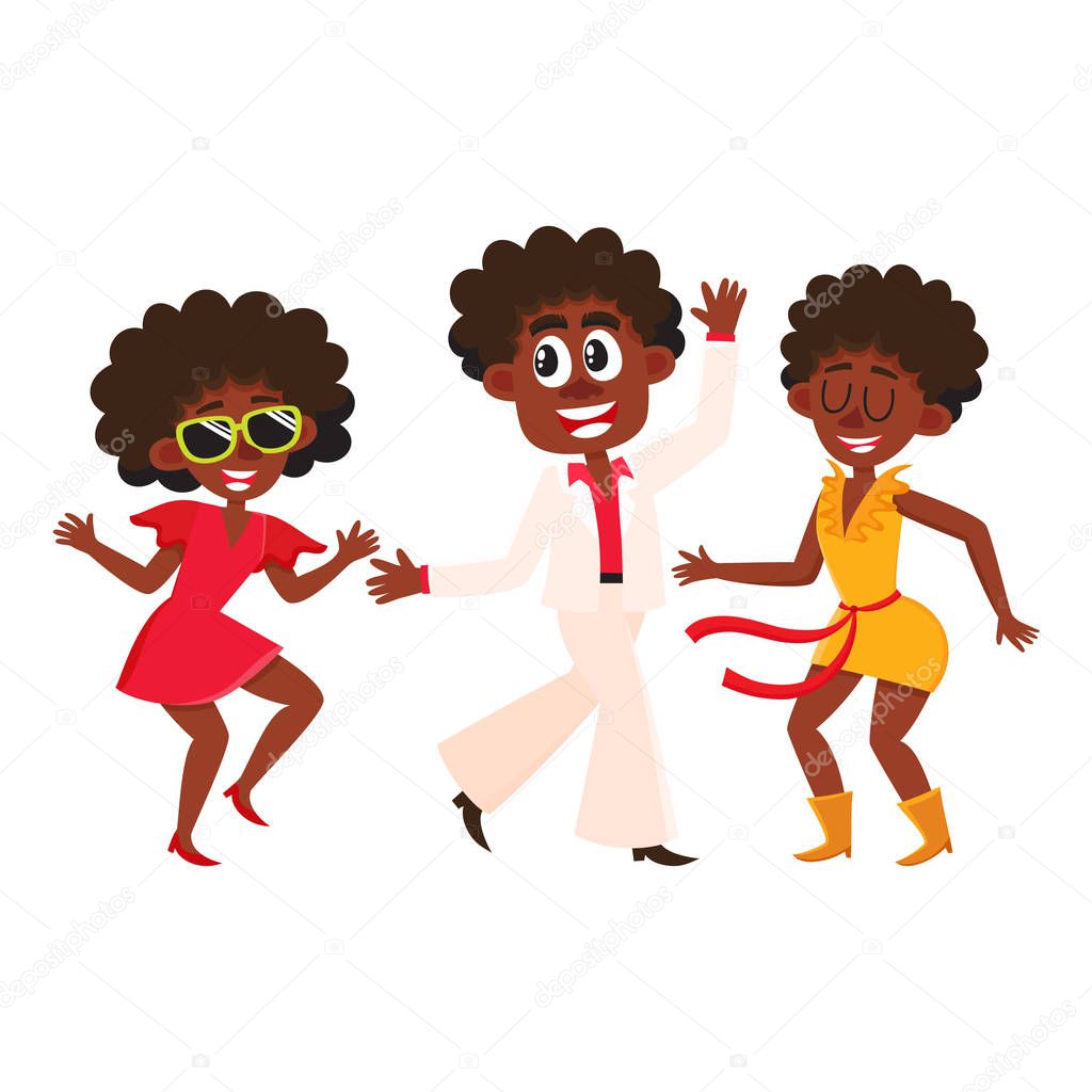 People Men And Women Dancing At Retro Disco Party — Stock Vector