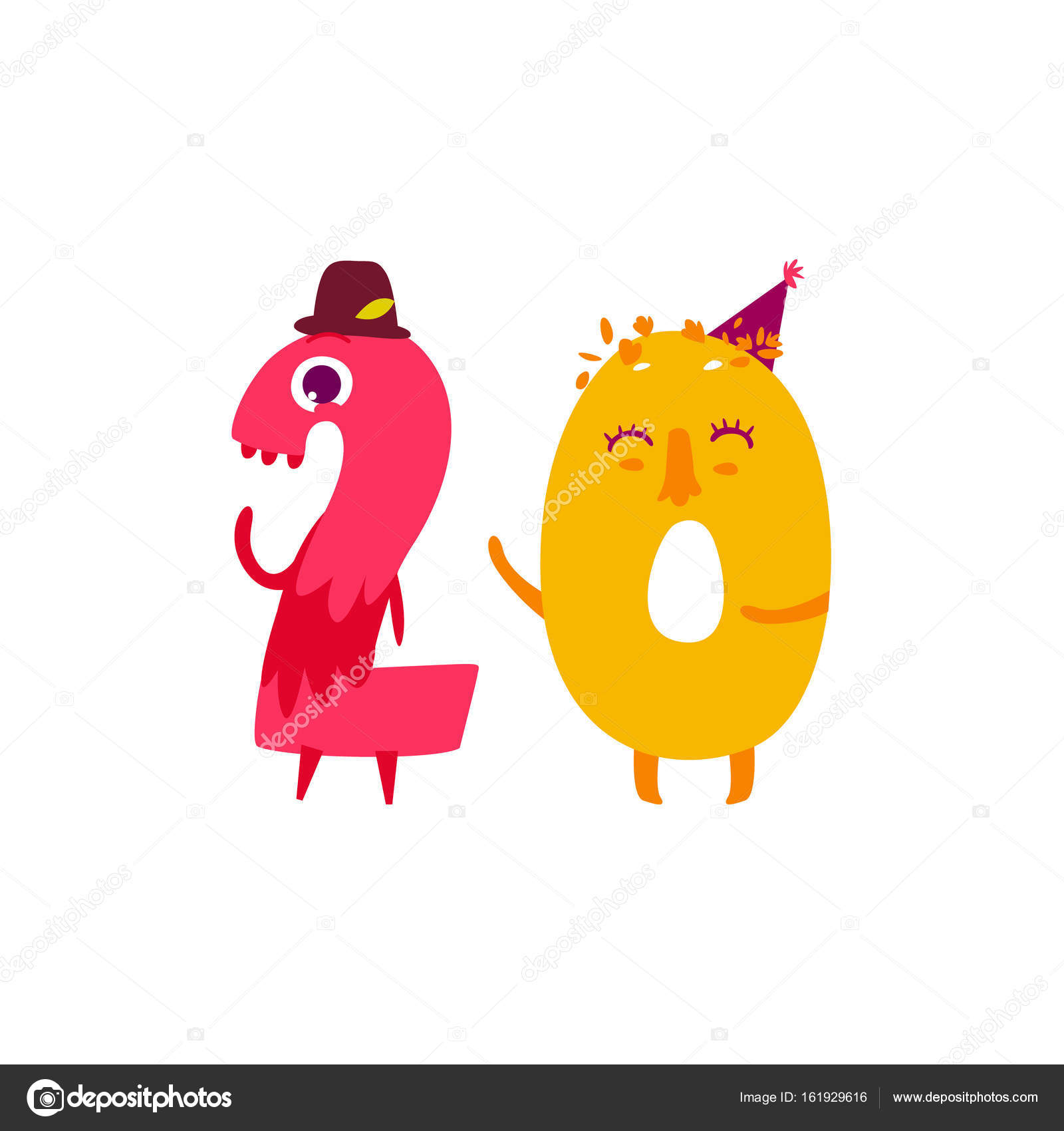 Vector cute animallike character number twenty 20 — Stock Vector ...