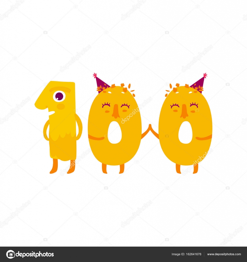 Vector lindo personaje animallike número cien vector, gráfico vectorial ...