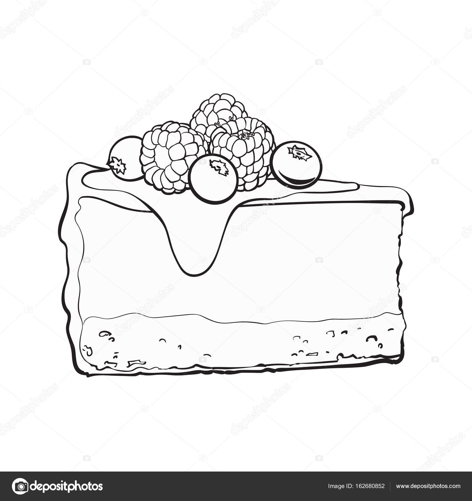 Hand drawn piece of cheesecake decorated with fresh berries Stock ...