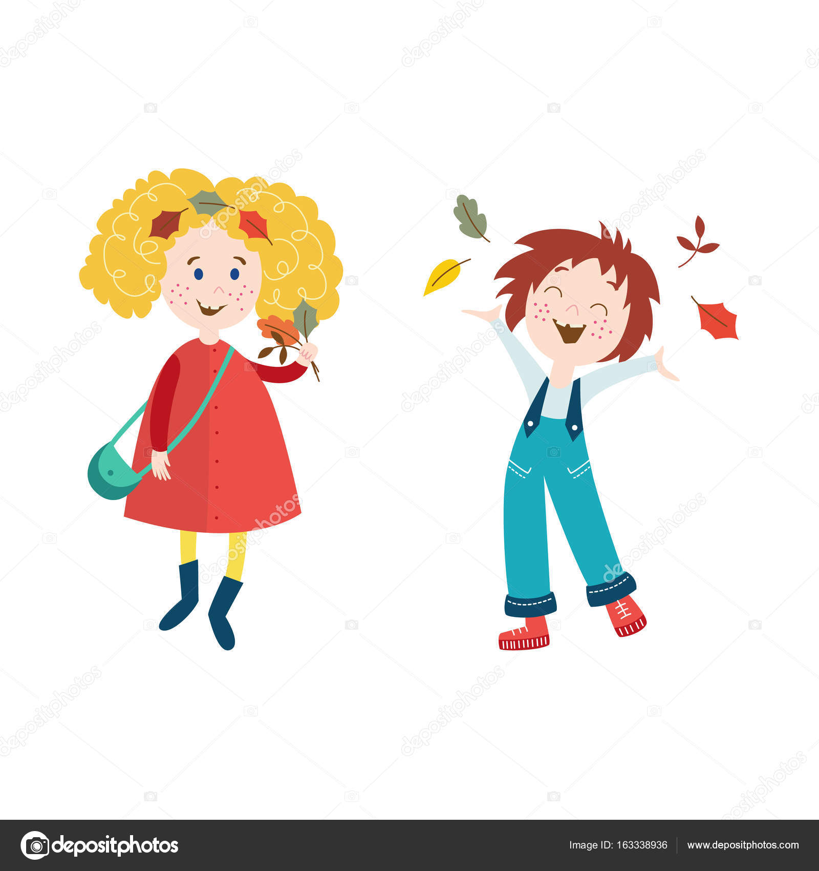 Vector children doing autumn activity set Stock Vector Image by ...