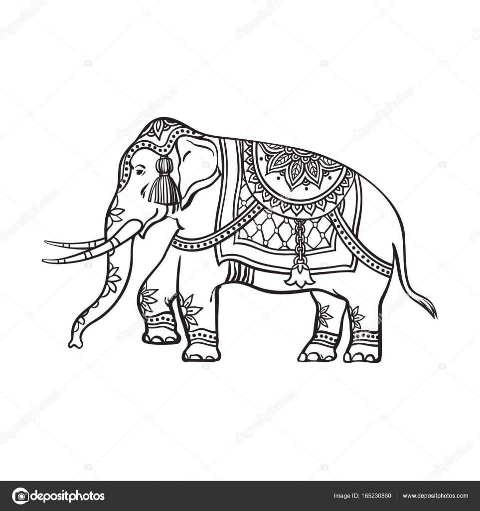 Indian Elephant Drawing Outline Indian Elephant Drawing Vector Images