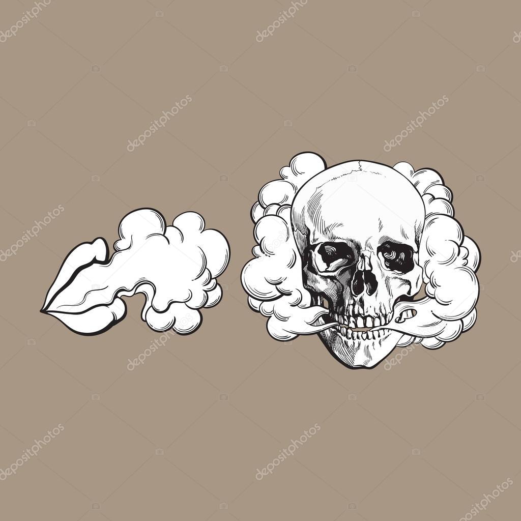 Humo saliendo del cráneo y los labios 2023