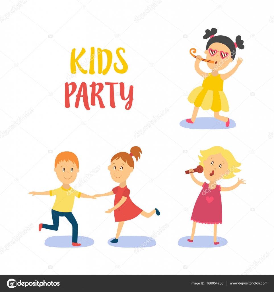 Vector plano dibujos animados niños en partido conjunto Vector de stock ...