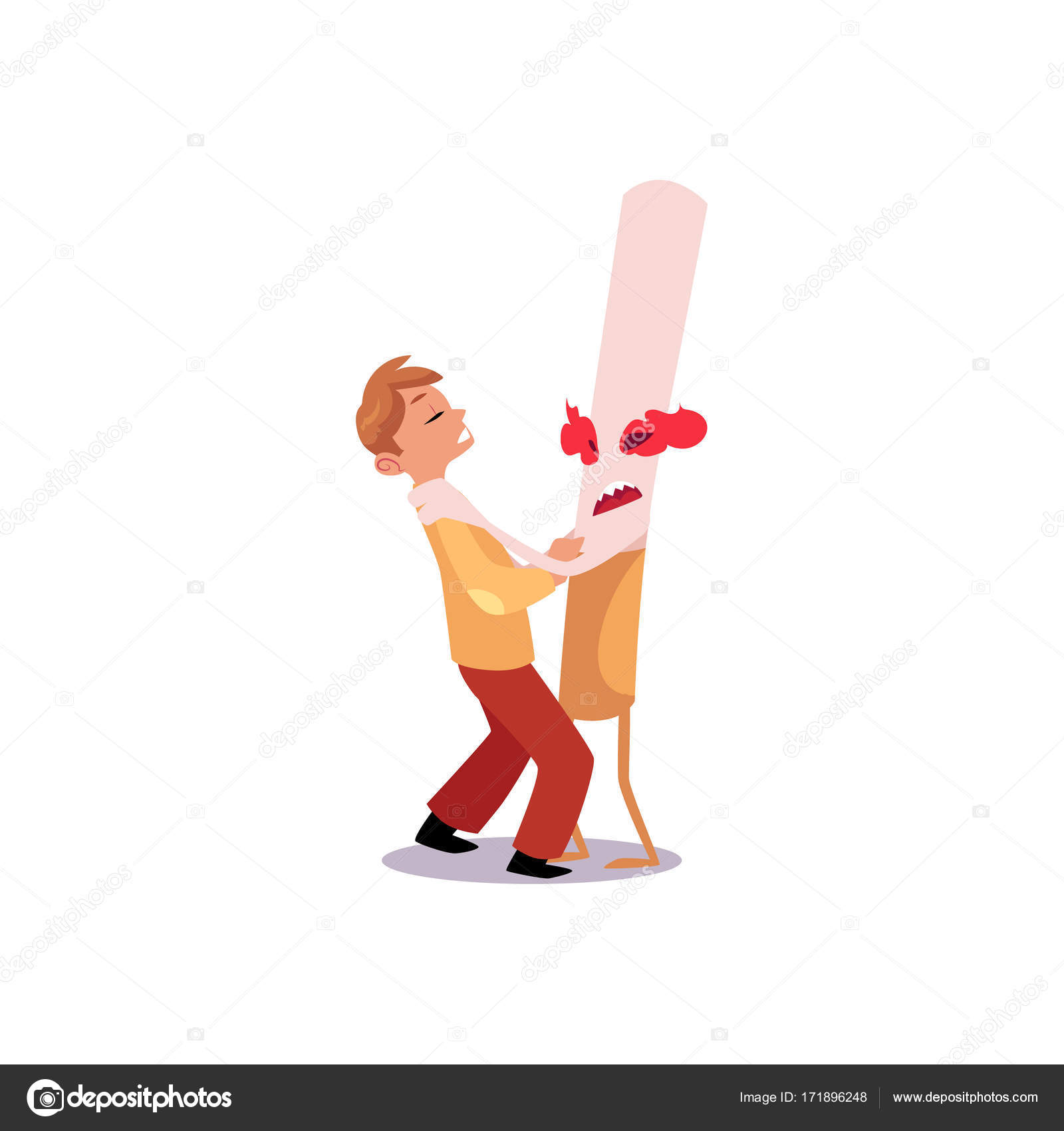 Huge evil cigarette strangling, suffocating a boy Stock Illustration by ...