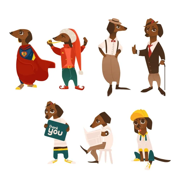 Police dog character in uniform having cap, badge and baton Stock ...