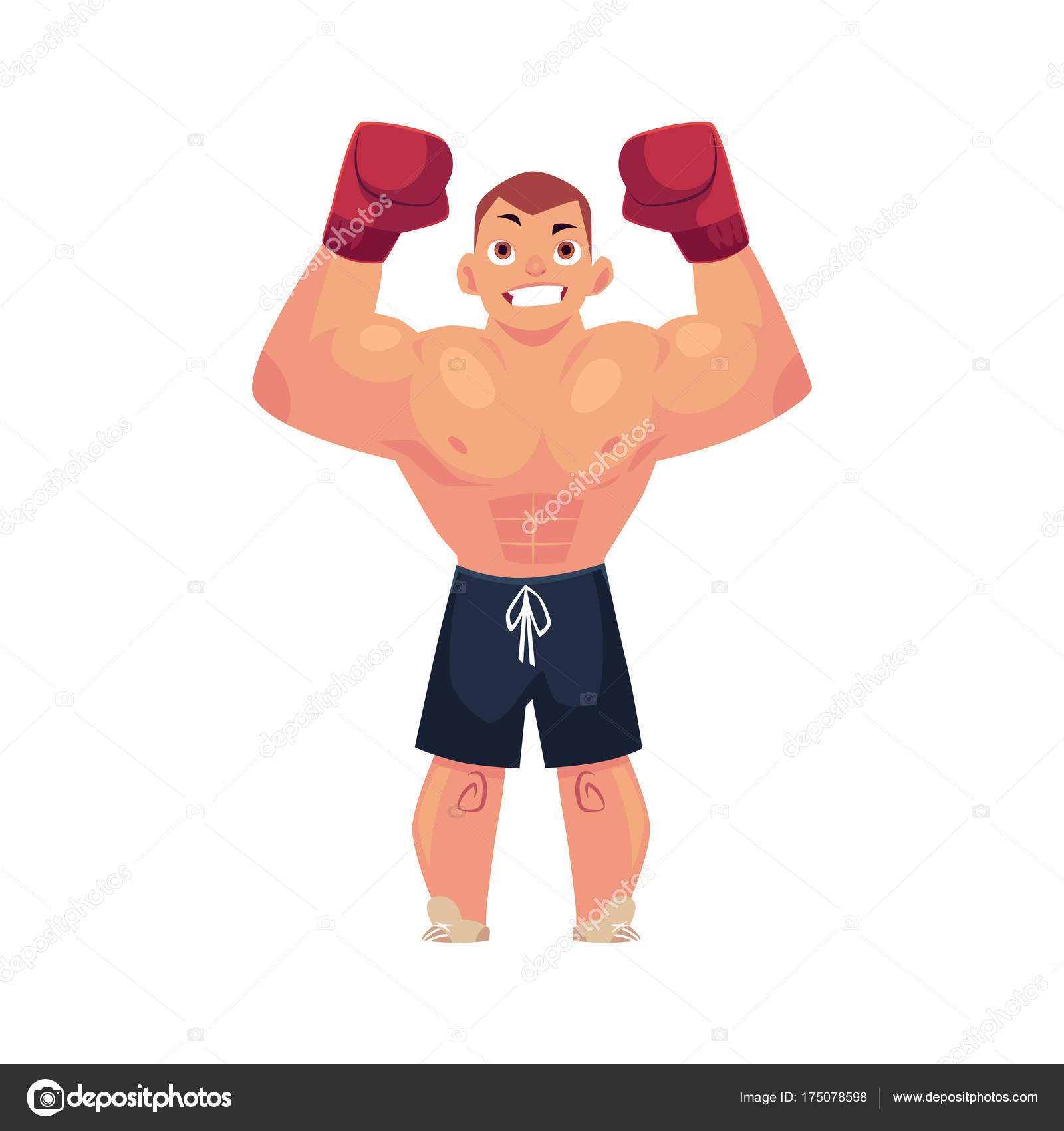 Vector flat muscular handsome boxer man Stock Vector Image by ...