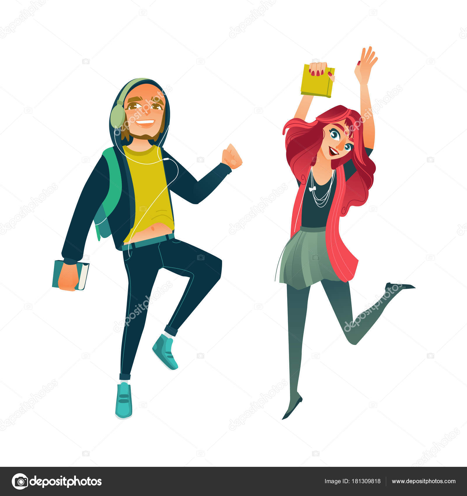 Happy College Student Cartoon