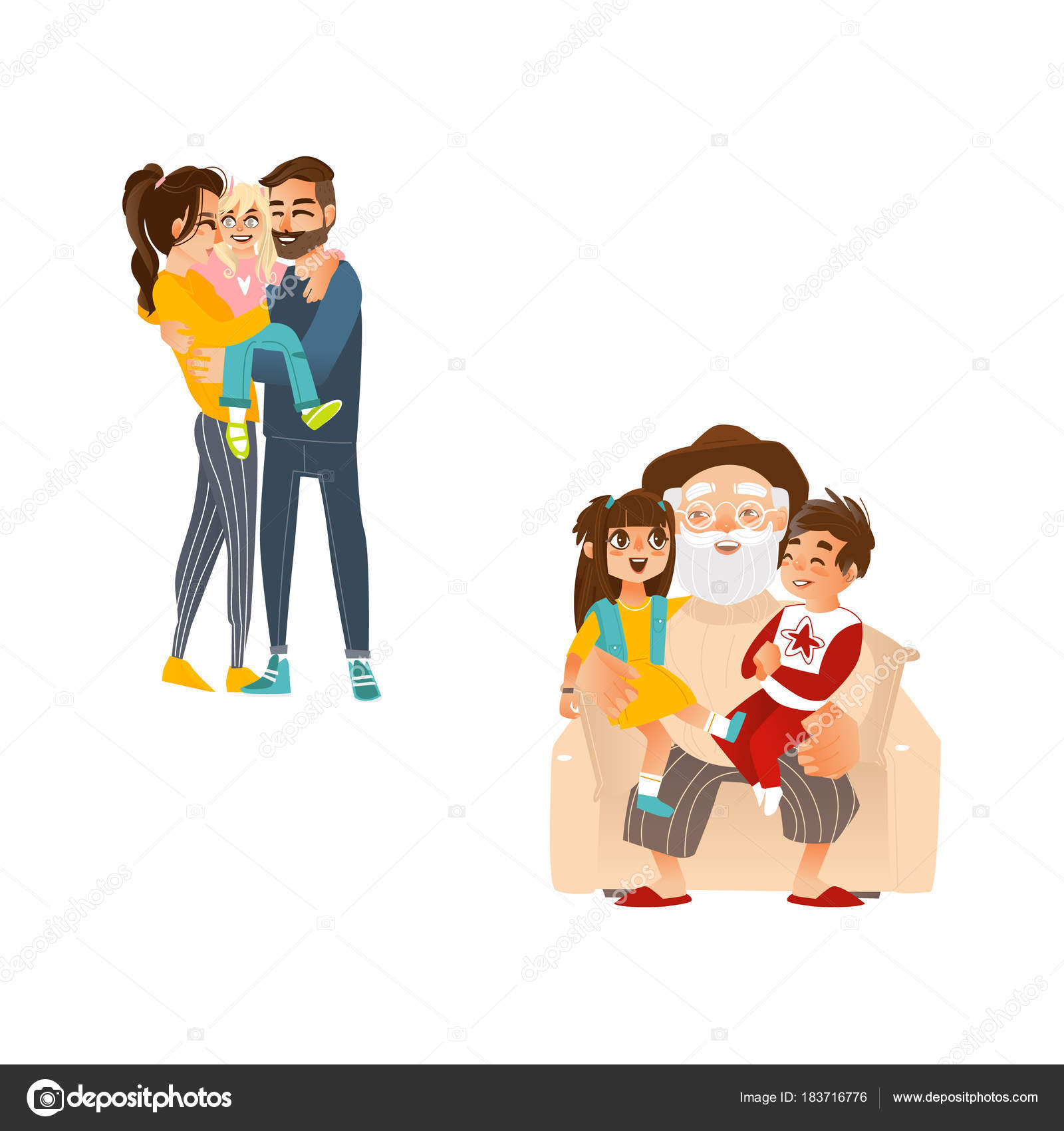 Vector flat family characters hugging set Stock Vector Image by ...