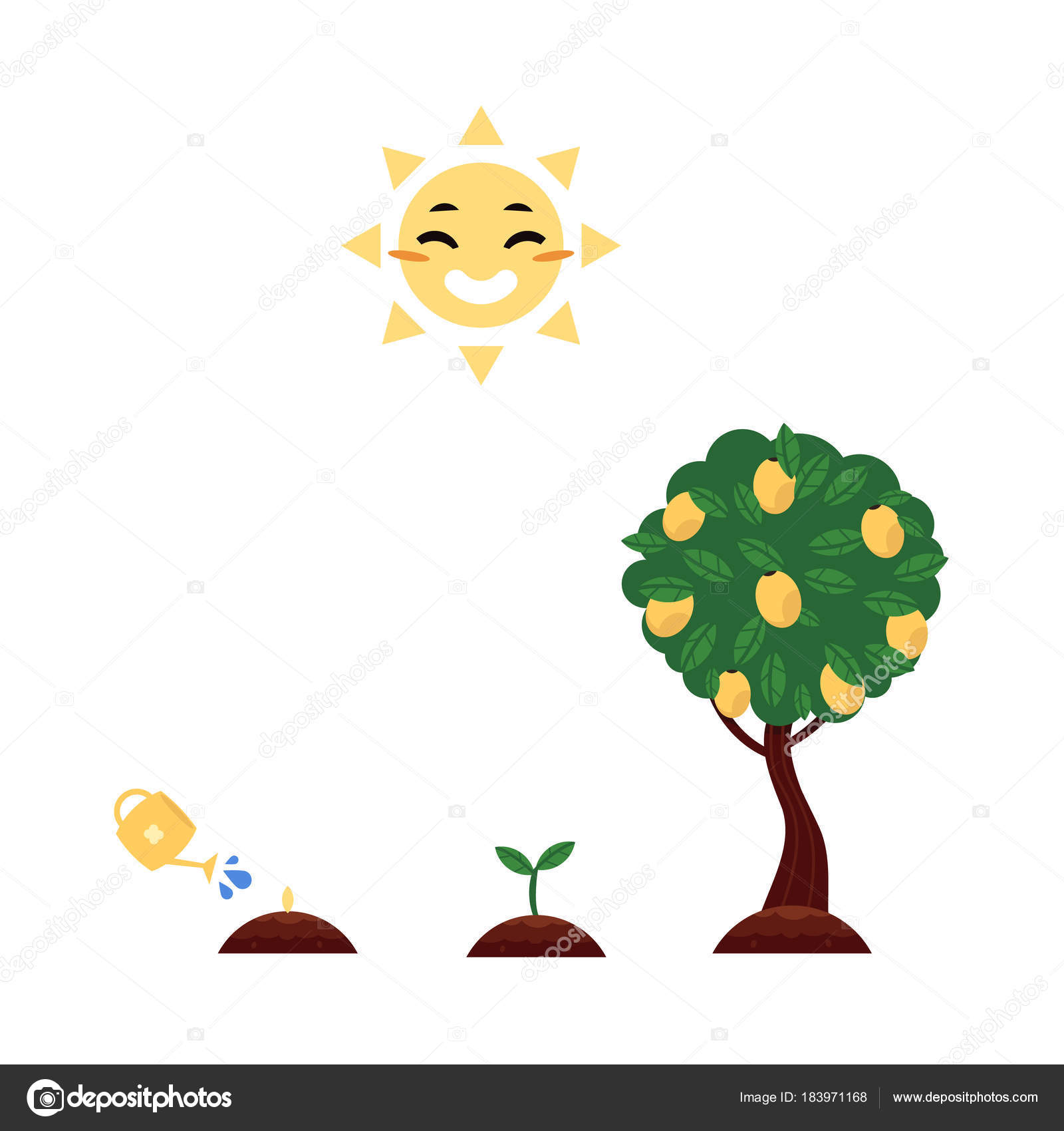 Vector flat tree planting stages symbols set Stock Vector Image by ...