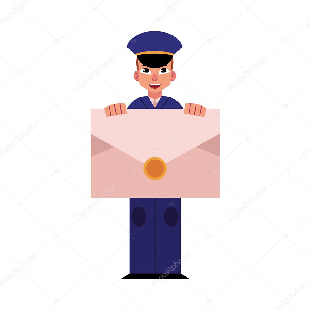 Cartero de dibujos animados vector cartero carácter carta 2023
