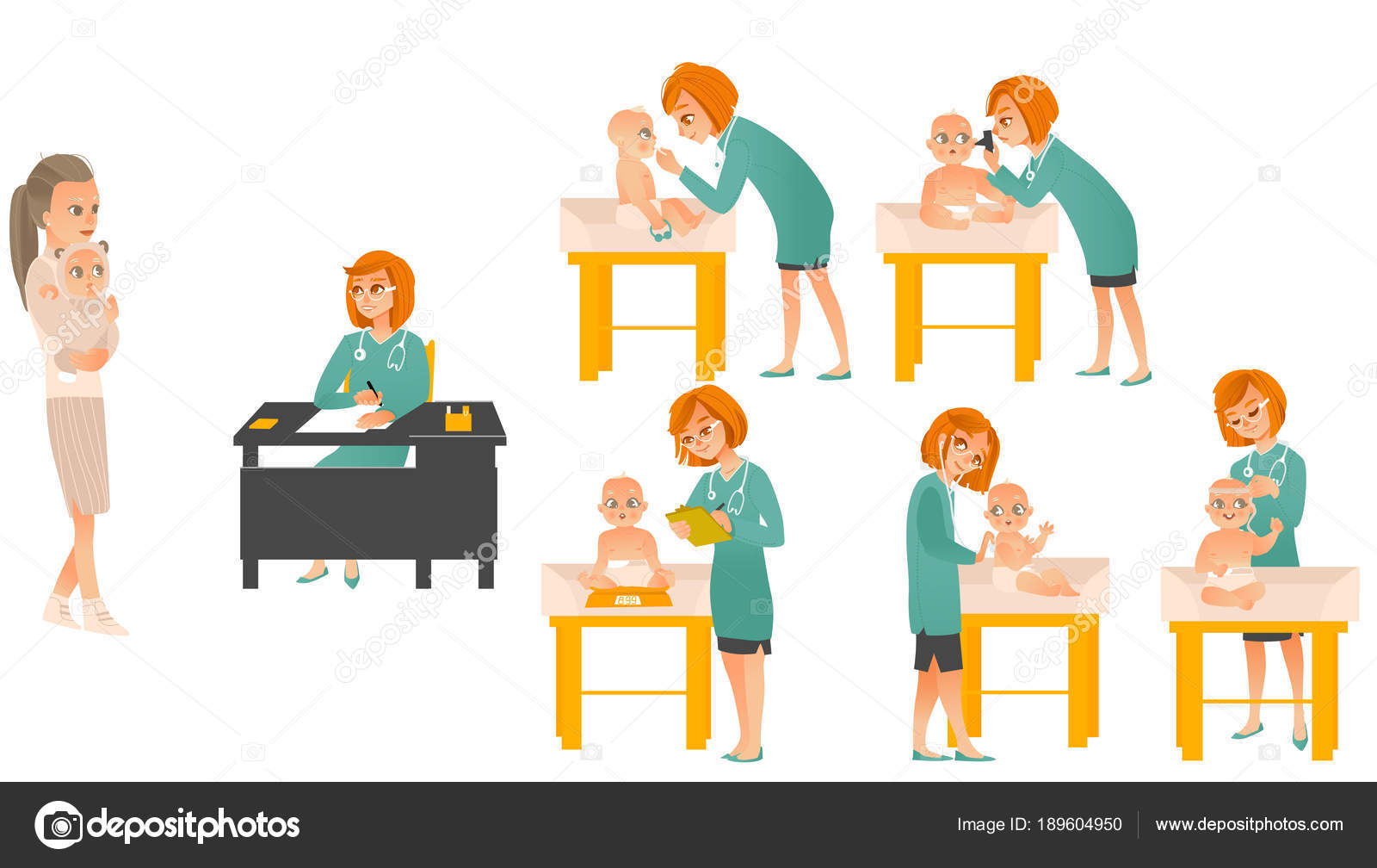Cartoon pediatrician doctors and baby set Stock Vector Image by ...