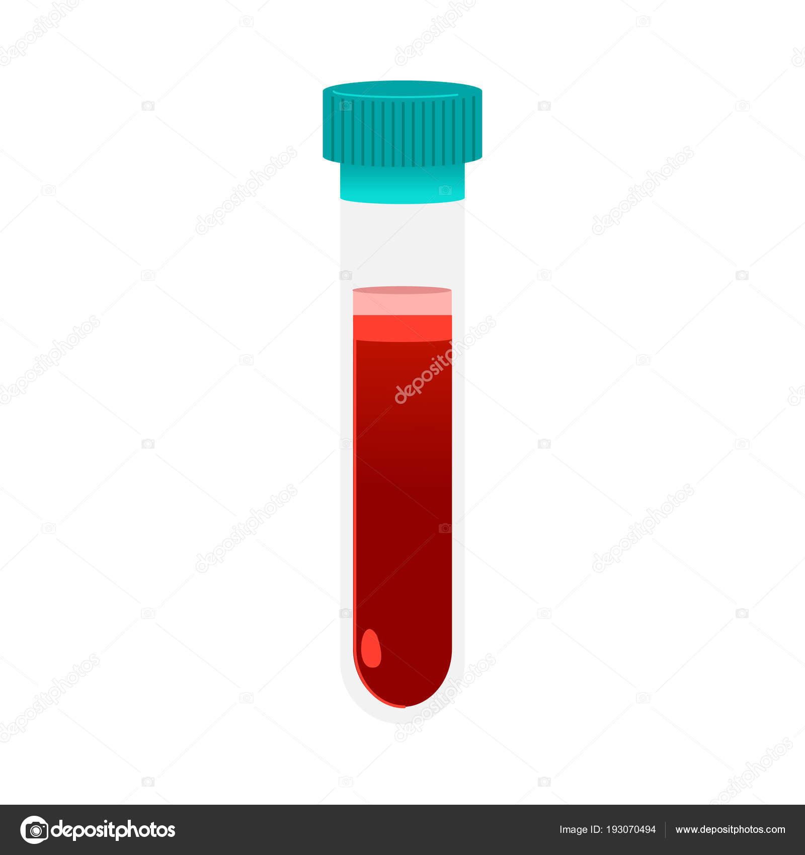 Red blood in glass test tube with cap icon isolated on white background ...