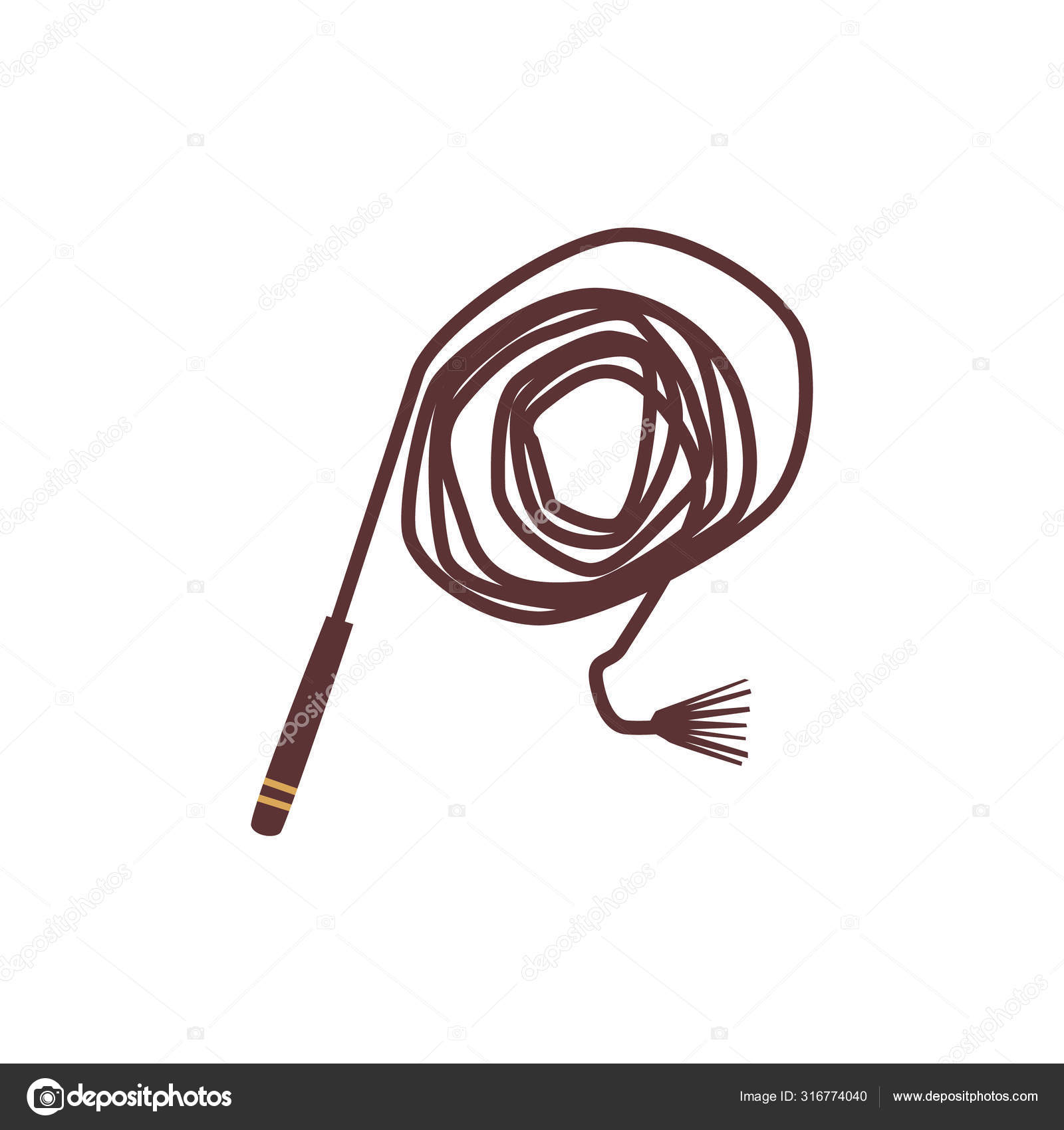 Brown cowboy leather whip isolated on white background - vector ...