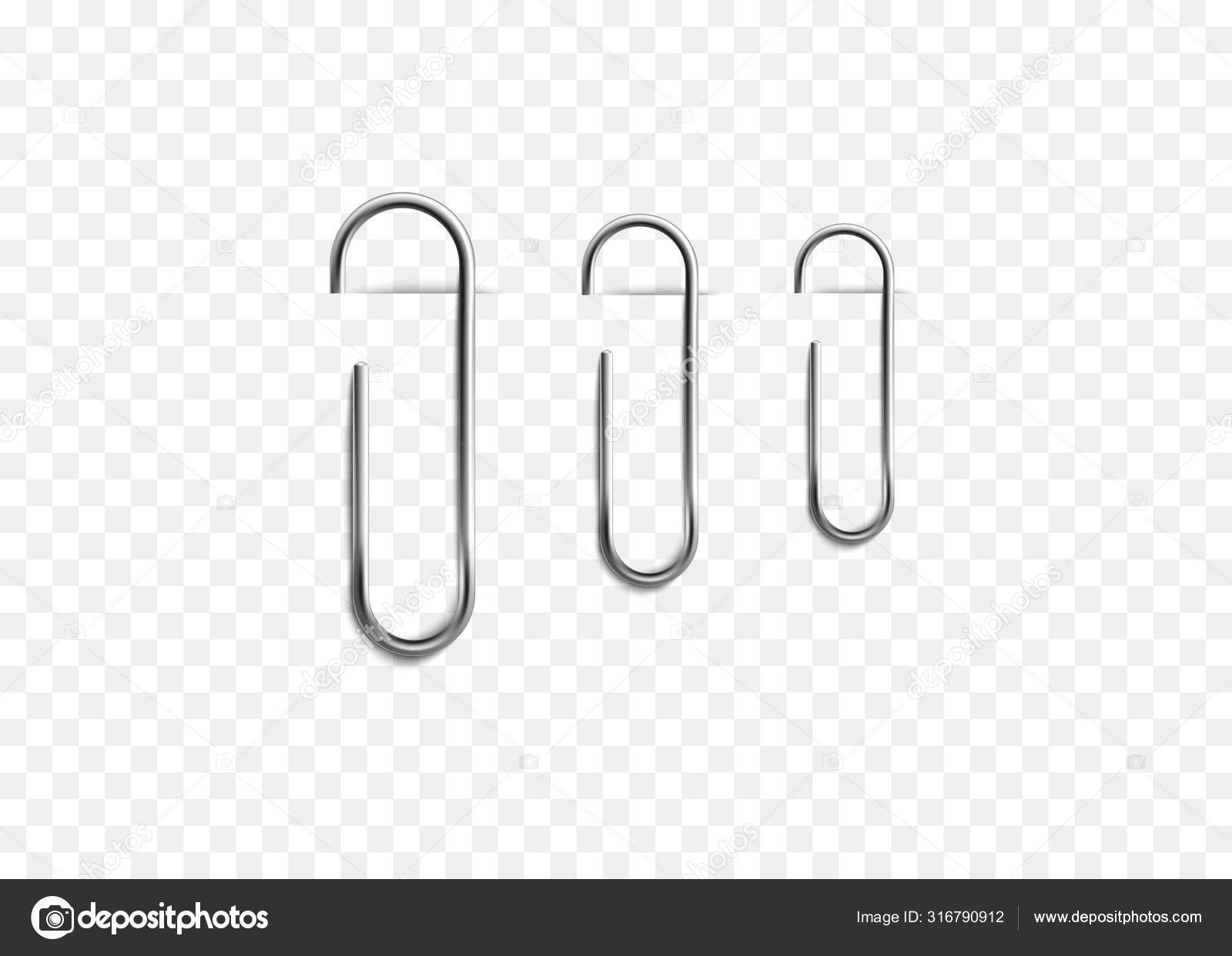 Set of clips attached to paper edge, vector realistic illustration ...
